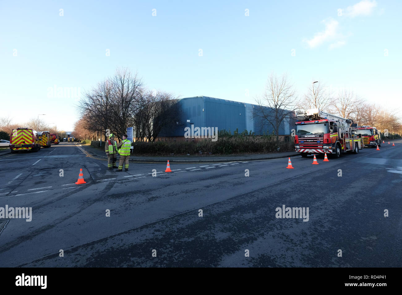 Loughborough, Leicestershire, UK. 17th Jan 2019. Fire at Jayplas ...