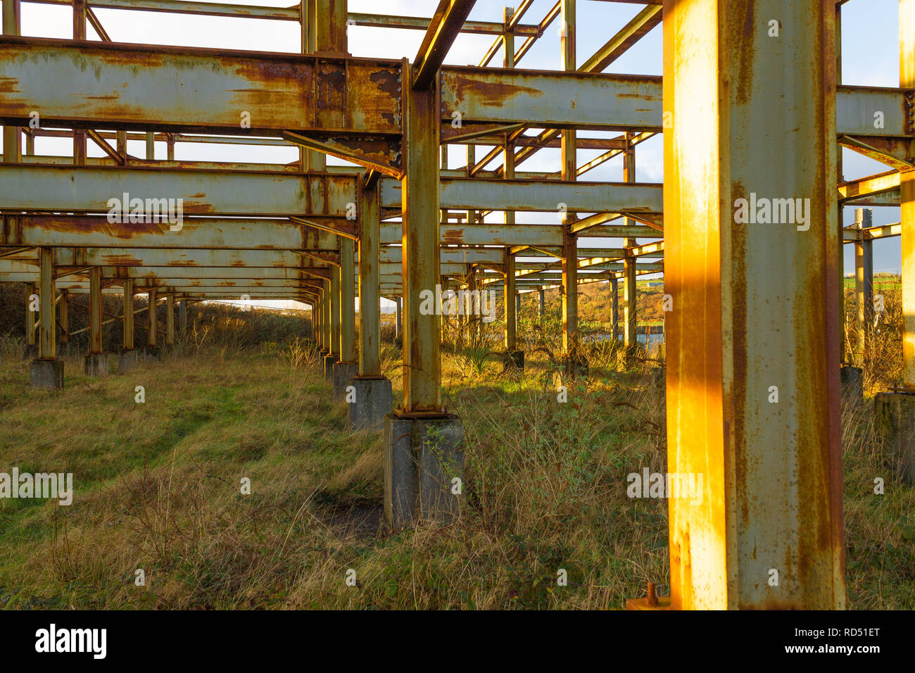 rusting rolled steel joist skeleton of a building Stock Photo - Alamy