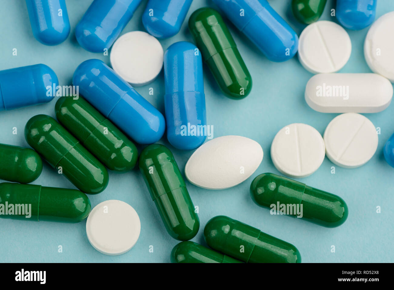 Close up on different pills Stock Photo - Alamy