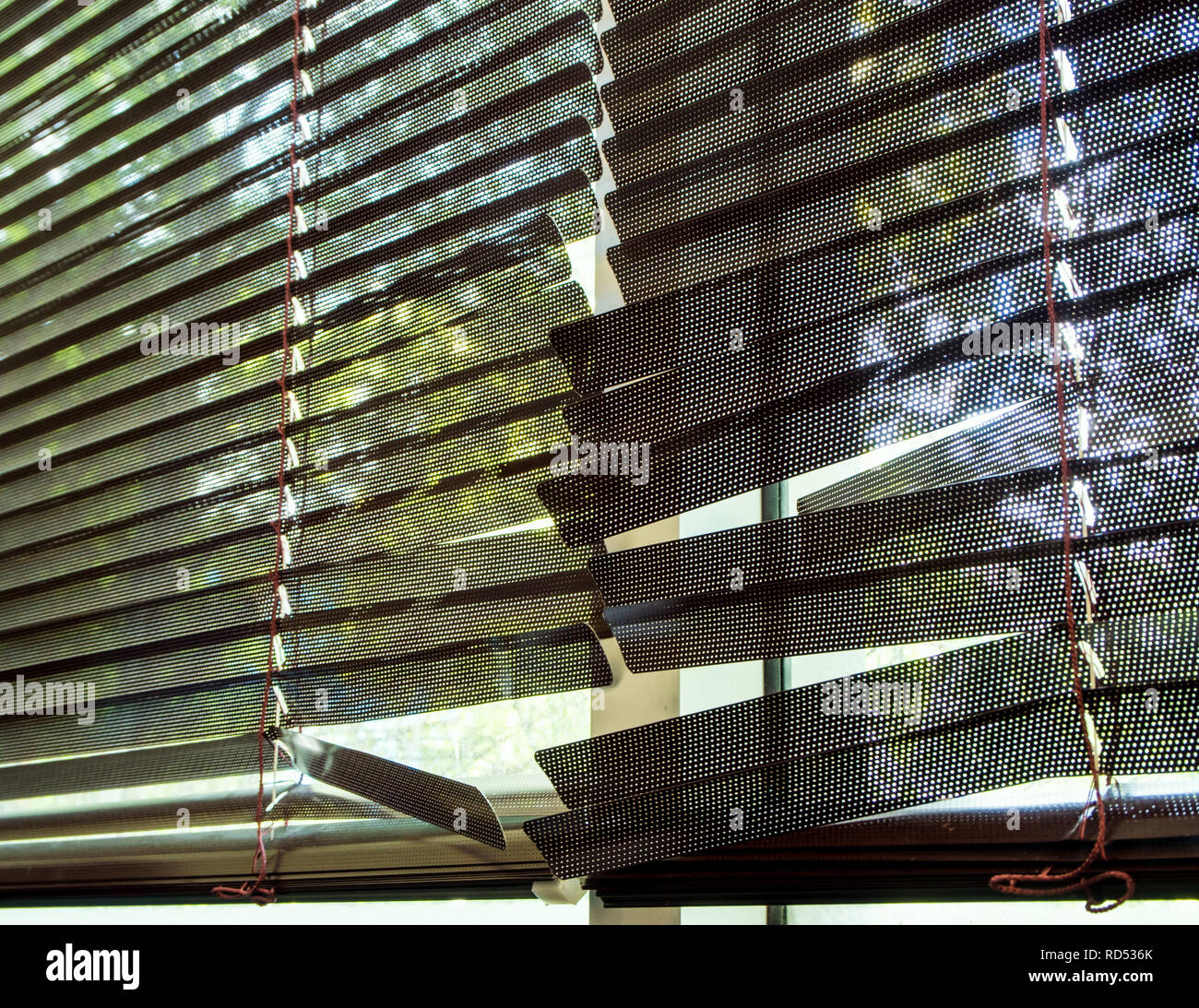 Black Metallic blinds broken and crushed Stock Photo - Alamy