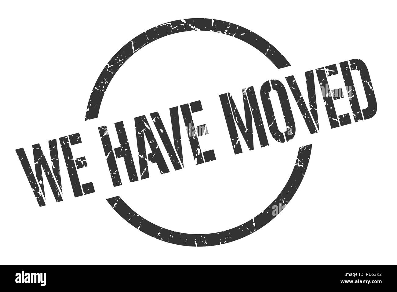 we have moved black round stamp Stock Vector Image & Art - Alamy