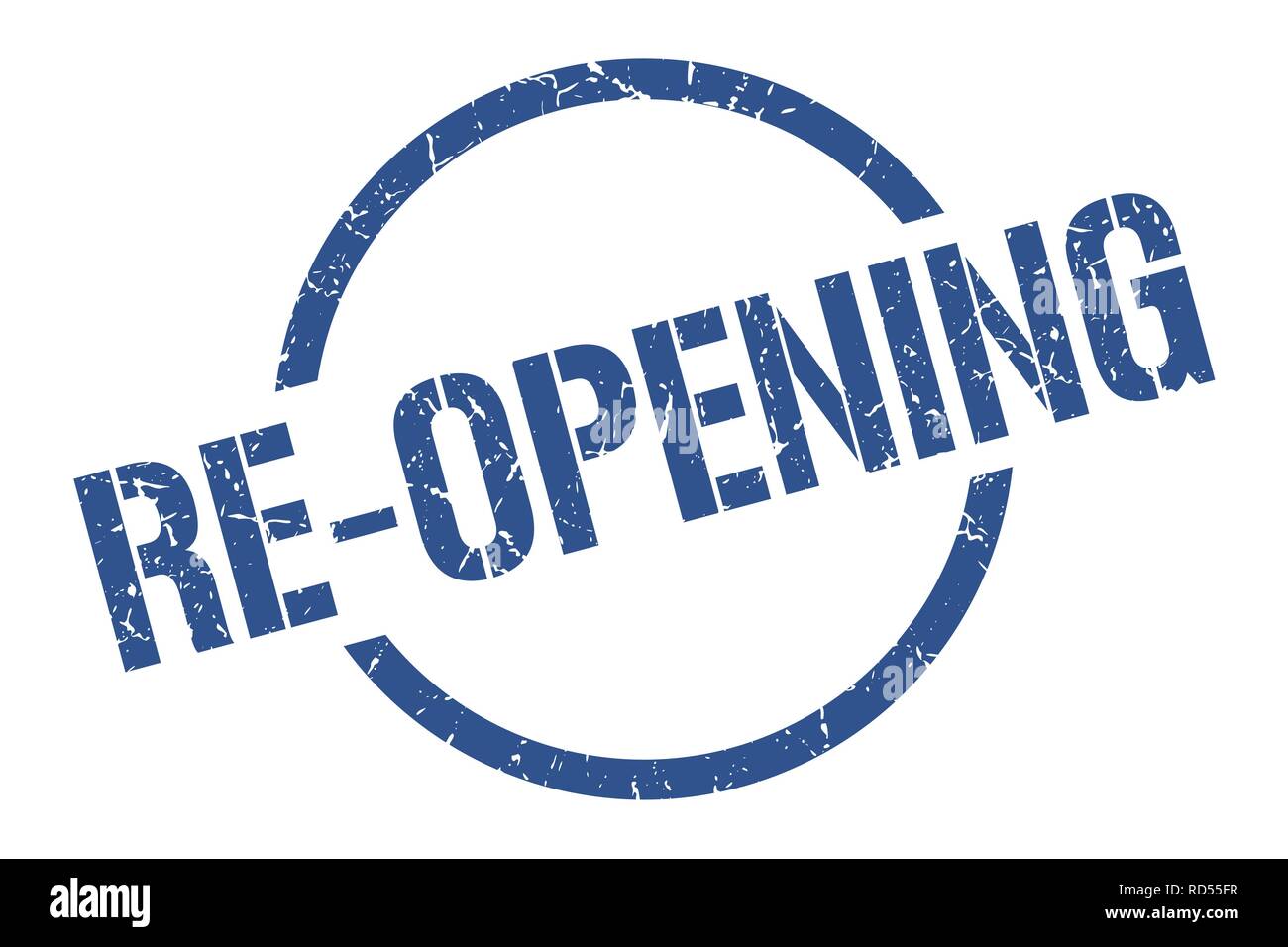 re-opening blue round stamp Stock Vector Image & Art - Alamy