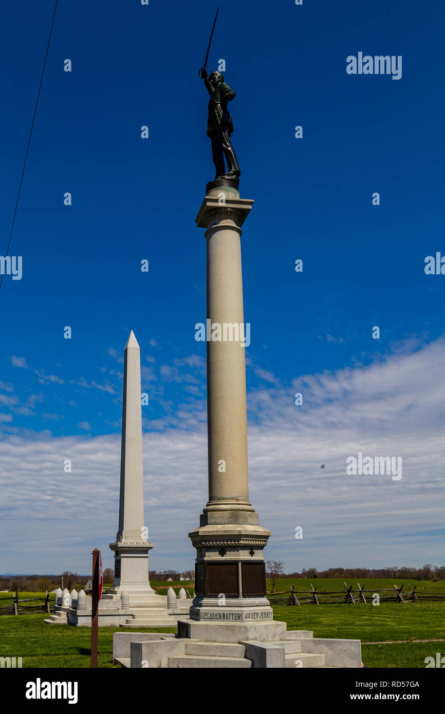 Sharpsburg, MD, USA - April 10, 2016: The Indiana State Monument and ...