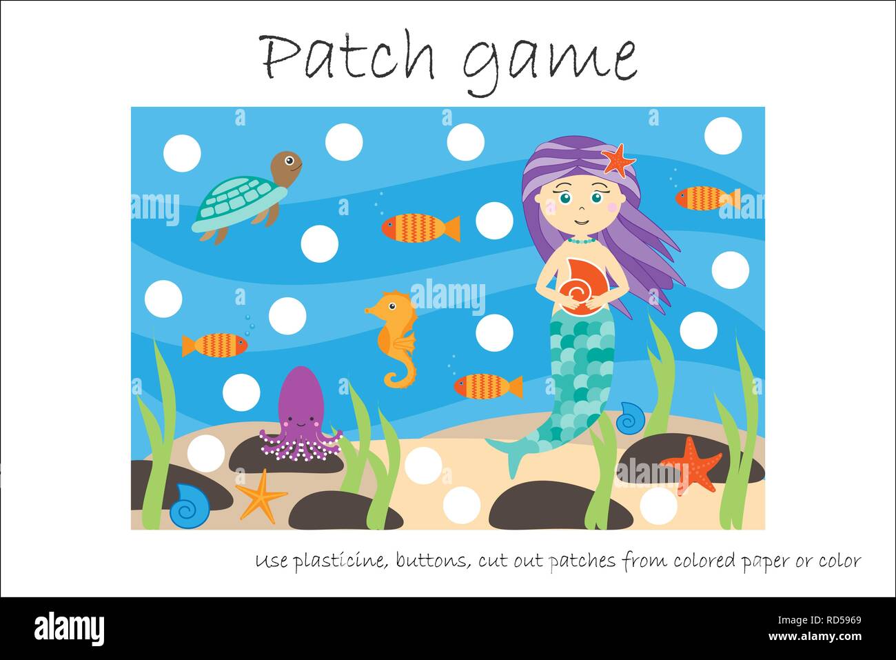 Education Patch game mermaid for children to develop motor skills, use ...