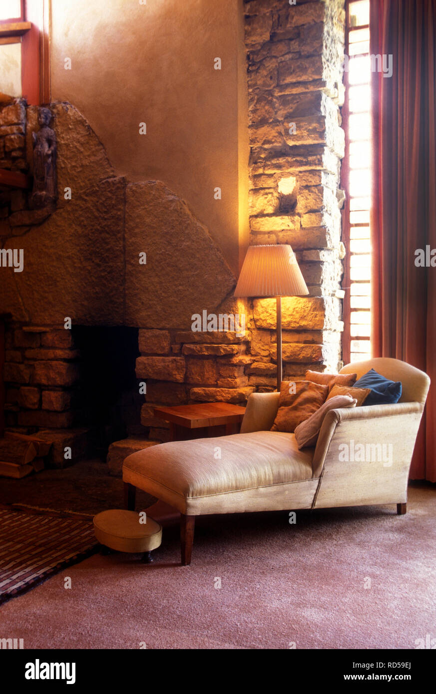 Interior of Taliesin, Frank Lloyd Wright foundation Wisconsin USA Stock ...