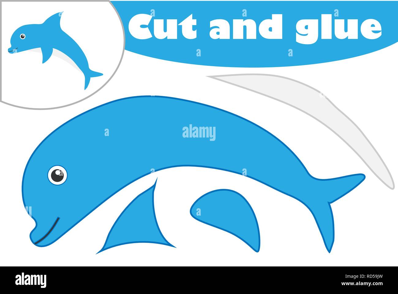 Dolphin in cartoon style, education game for the development of ...