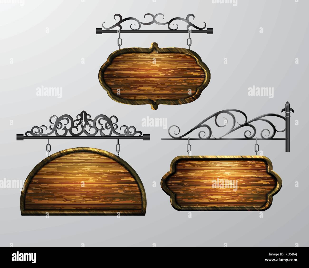 hanging, wooden Board vector, wooden object for text Stock Vector Image ...