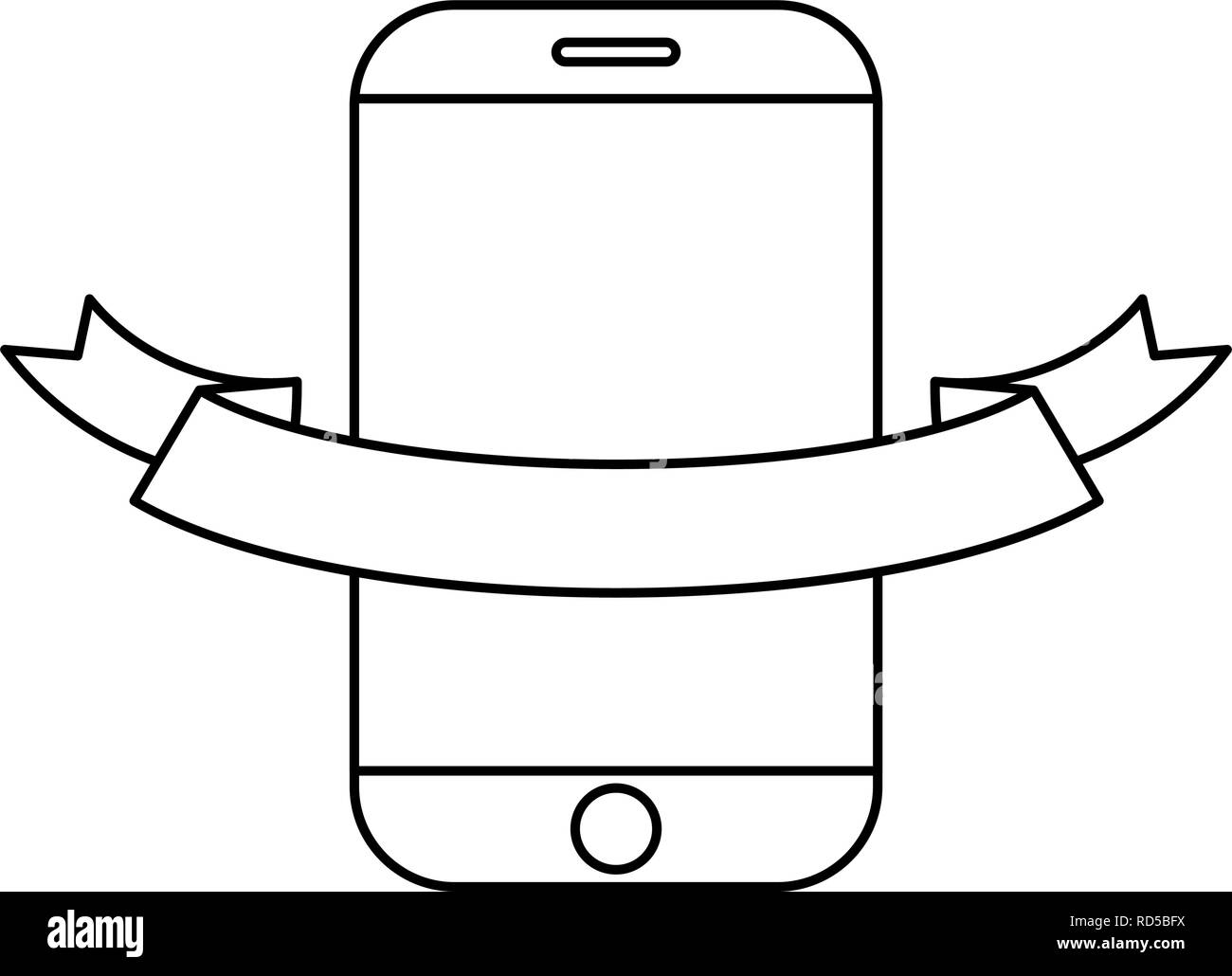 cellphone ribbon device on white background vector illustration outline ...