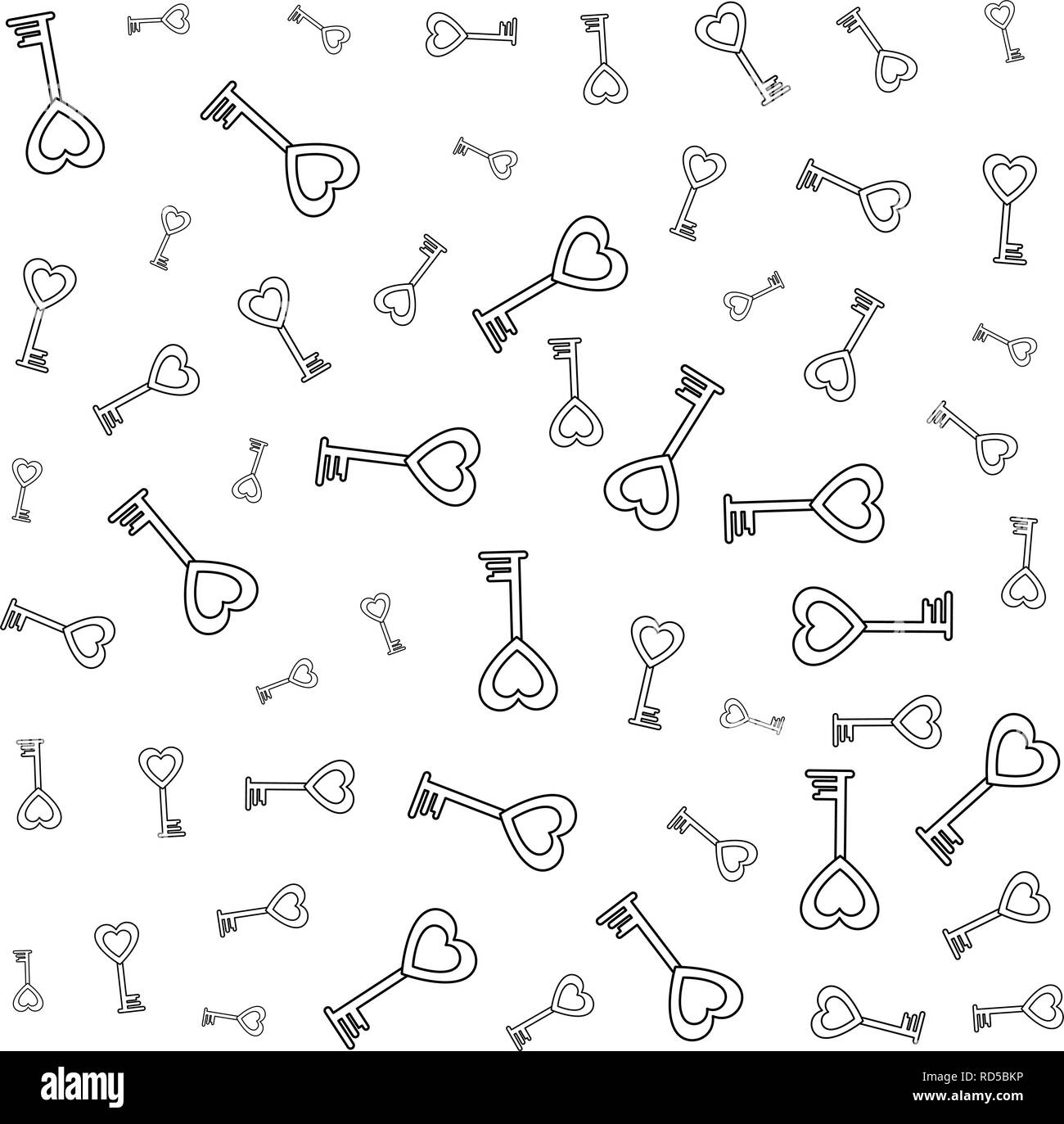 love keys background happy valentines day vector illustration outline ...