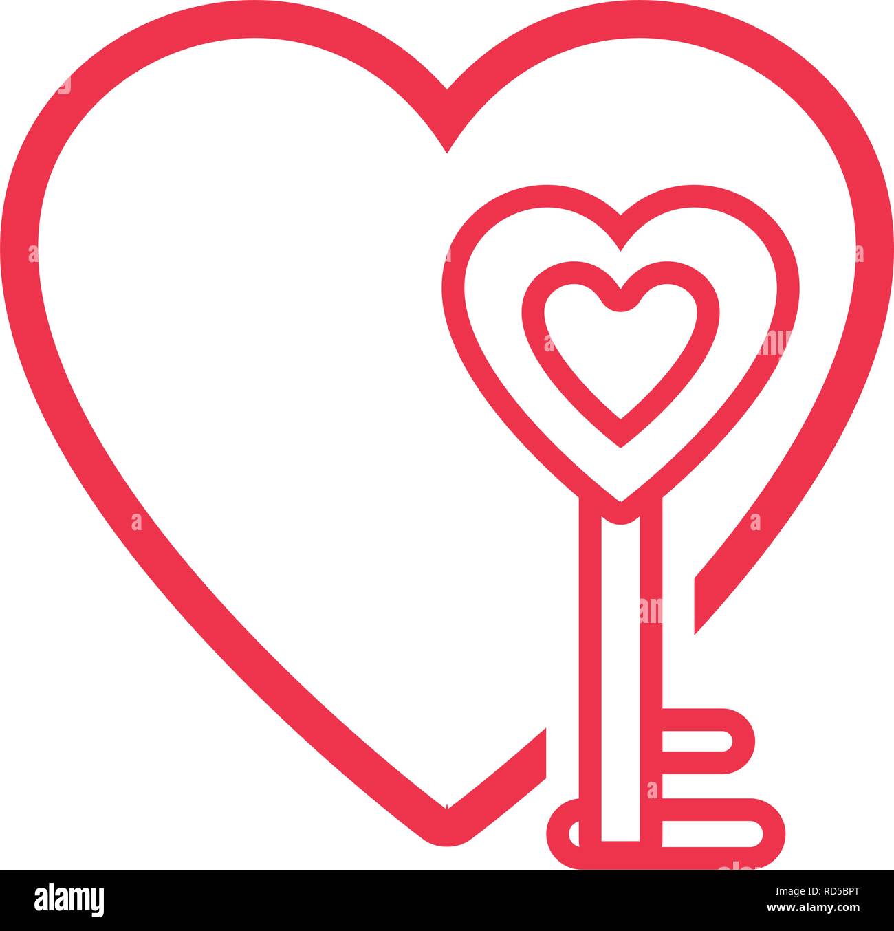 heart with key love happy valentines day vector illustration Stock ...