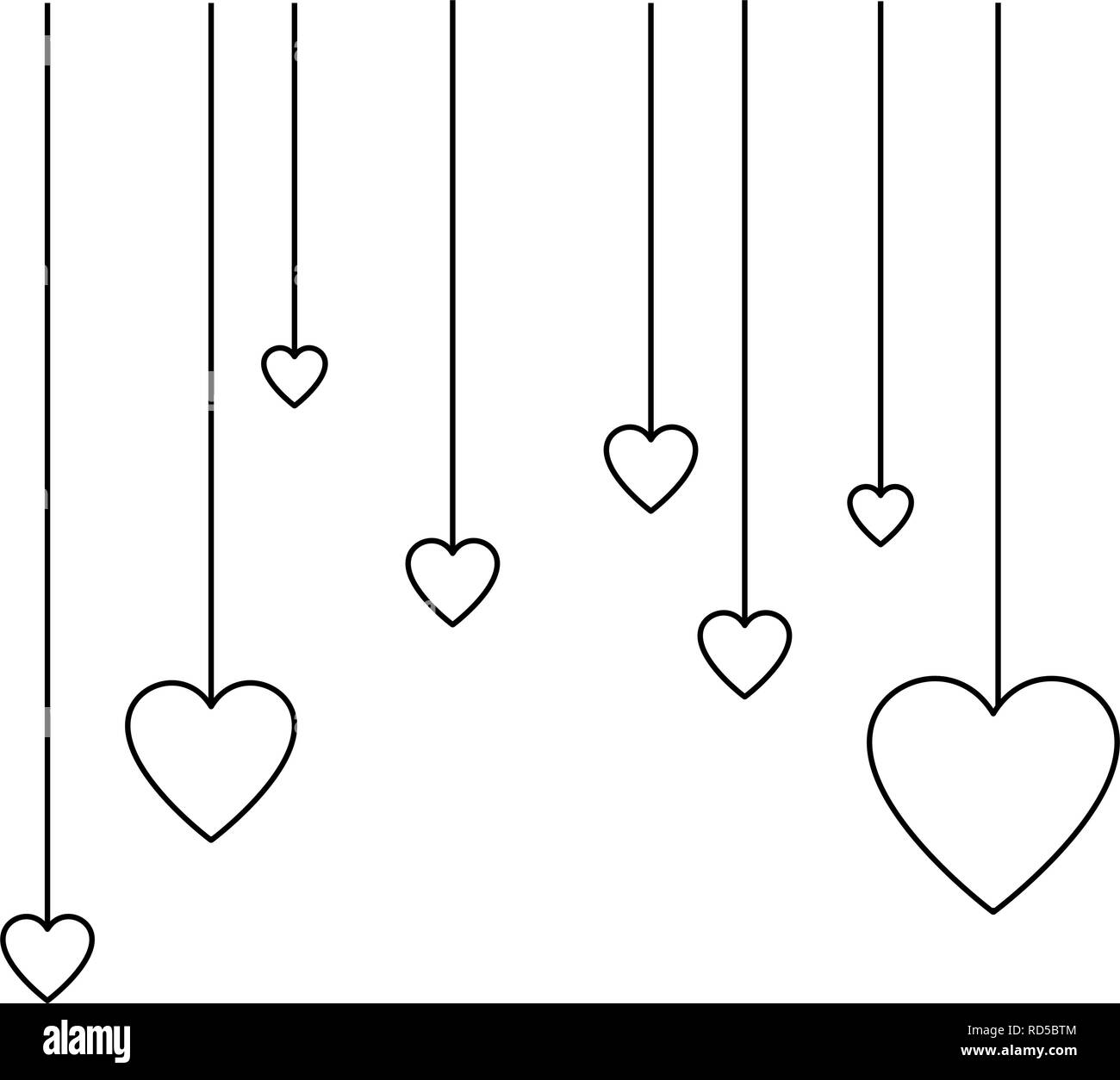 hanging hearts happy valentines day vector illustration Stock Vector ...