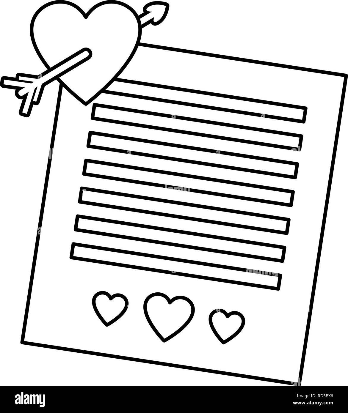 letter paper hearts happy valentines day vector illustration Stock ...