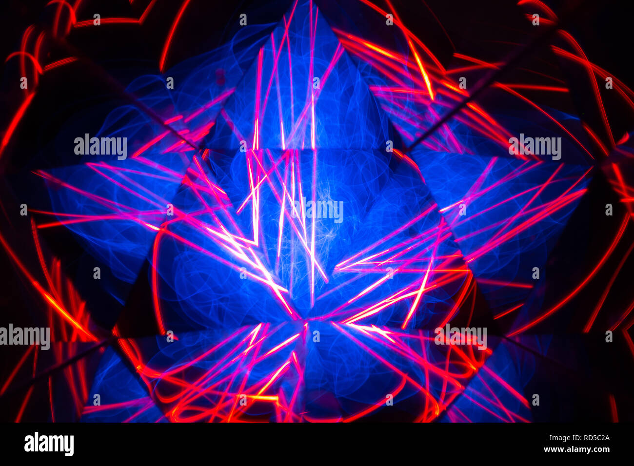 Abstract lights of different colors. Geometric patterns Light painting ...