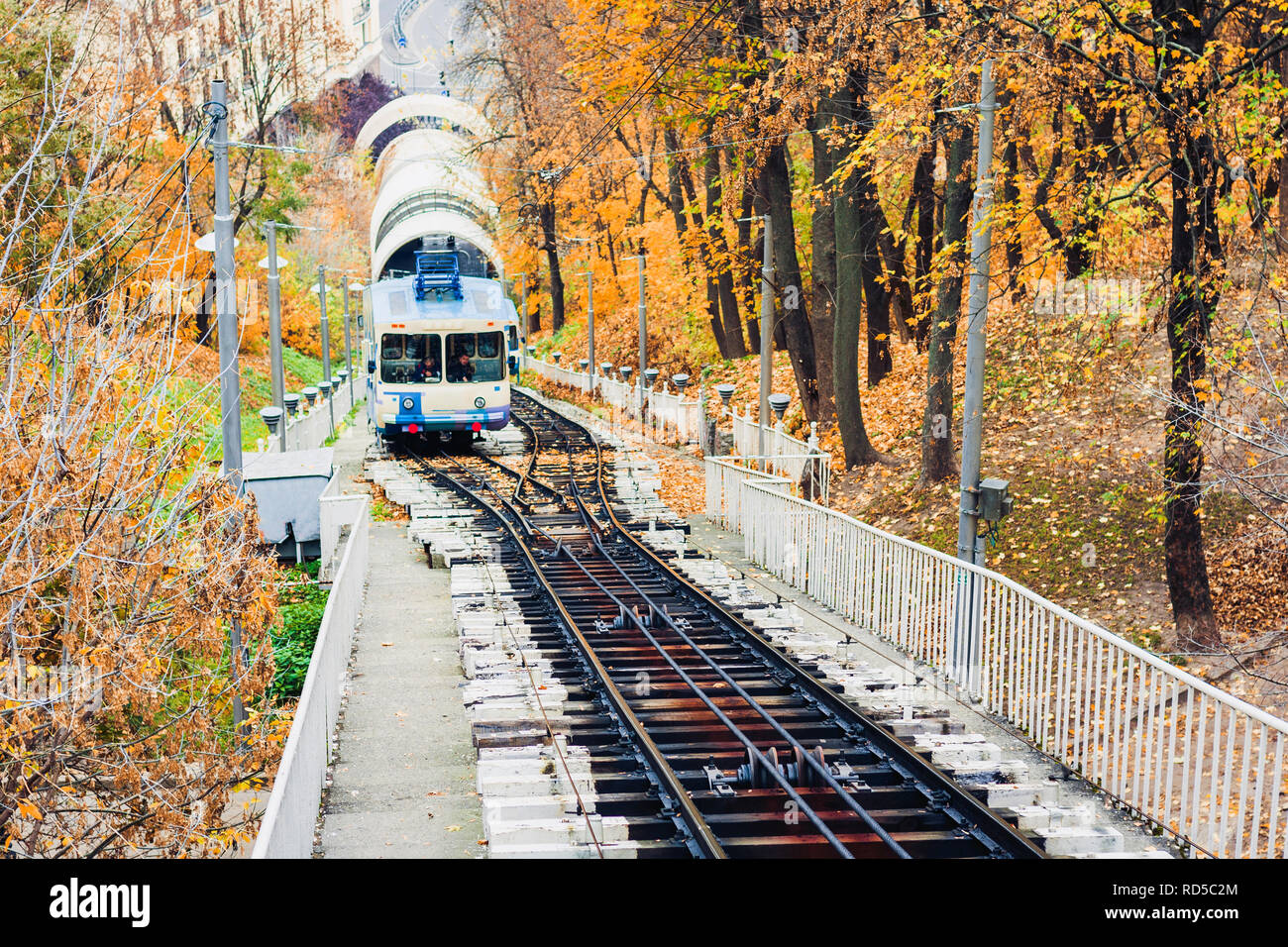 Urban funicular in Kiev, Ukraine – popular public transport Stock Photo ...