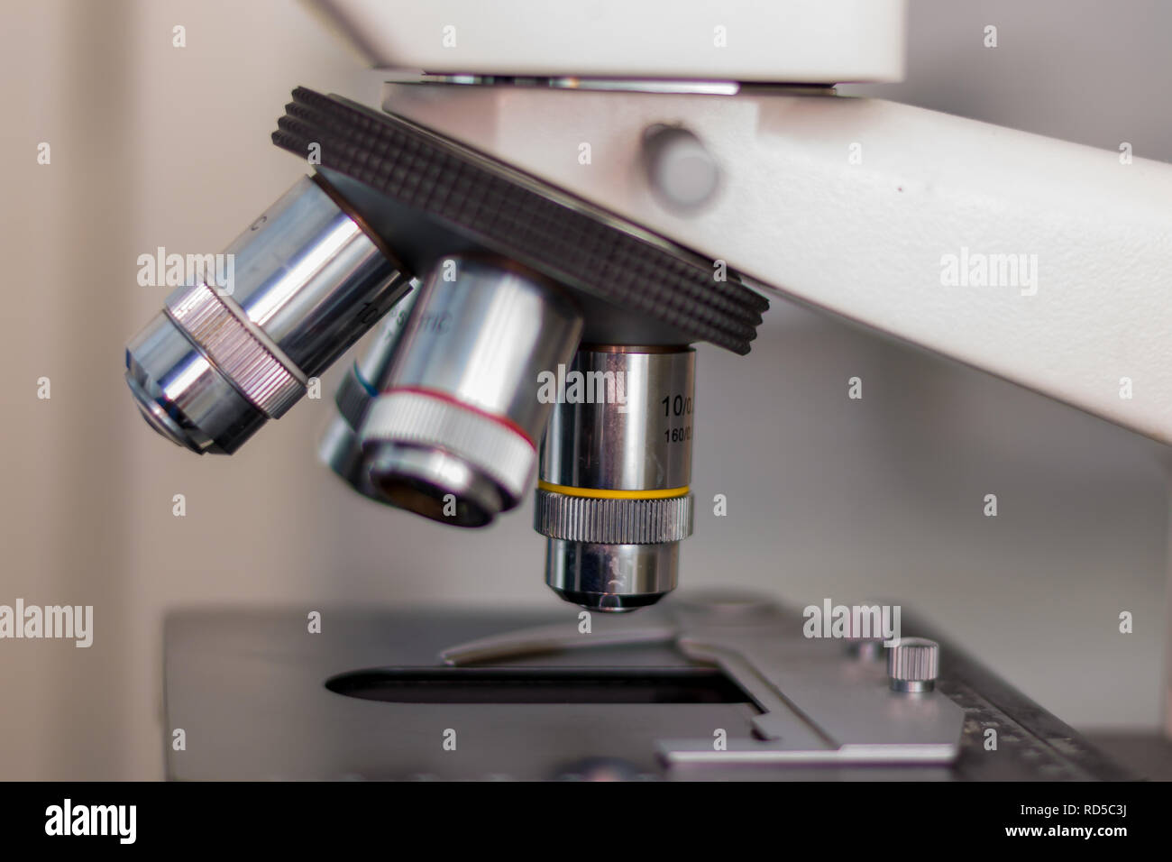 Laboratory equipment, microscope lens and ocular Stock Photo - Alamy