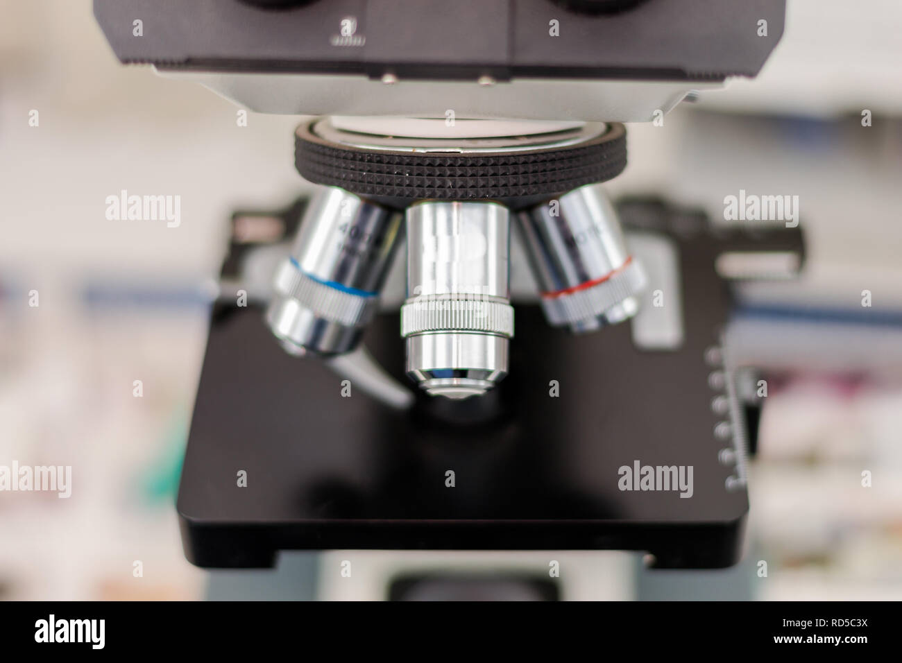 Laboratory equipment, microscope lens and ocular Stock Photo - Alamy