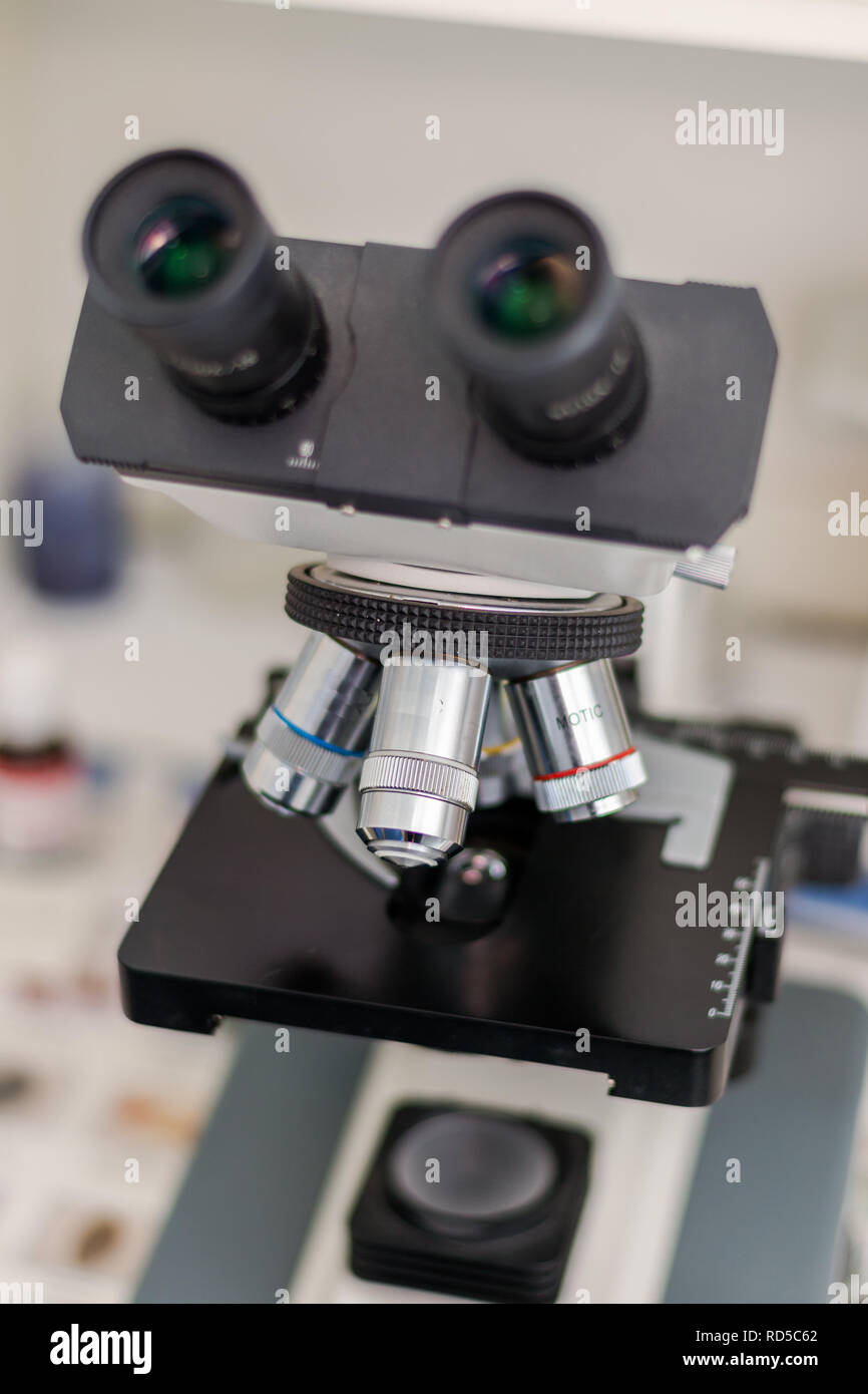 Laboratory equipment, microscope lens and ocular Stock Photo - Alamy