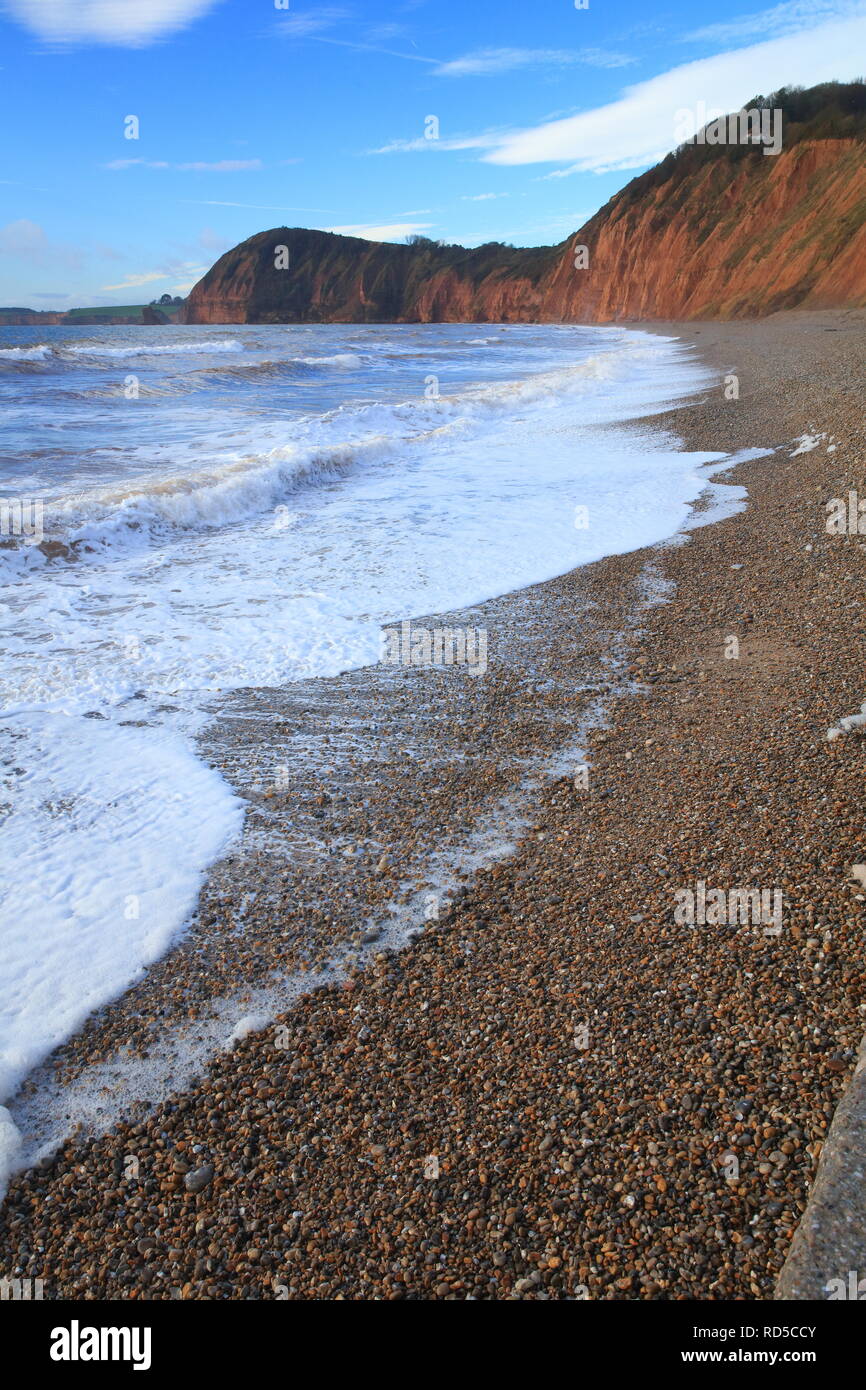 Jacob's ladder beach - winter view, Sidmouth, East Devon, England, UK ...