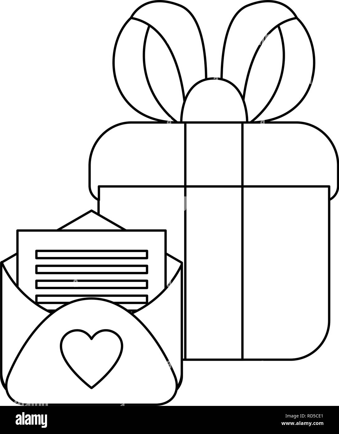 gift and mail message happy valentines day vector illustration Stock ...