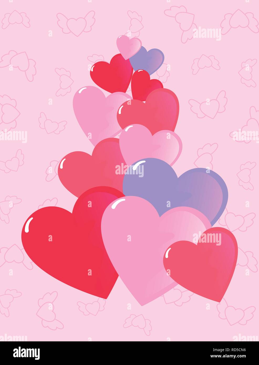 colored hearts happy valentines day vector illustration Stock Vector ...