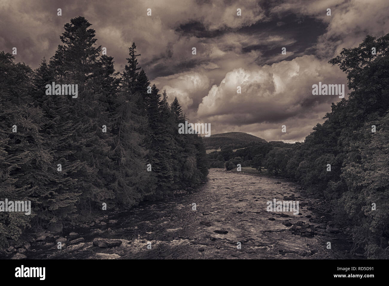 Dee river. Balmoral castle complex. Aberdeenshire. Scotland Stock Photo ...