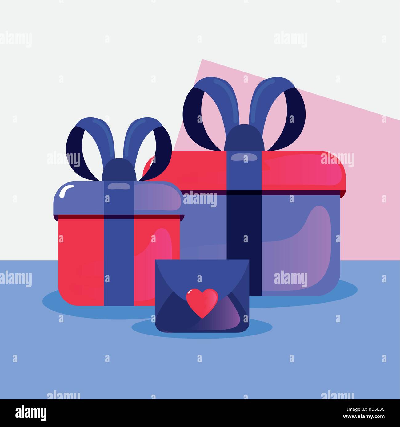 gifts and mail message happy valentines day vector illustration Stock ...
