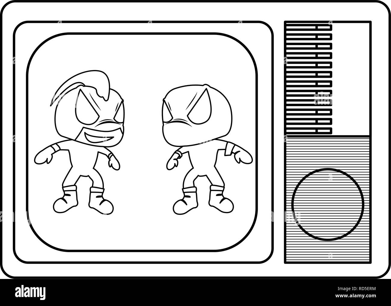 video game bad characters on screen vector illustration Stock Vector ...