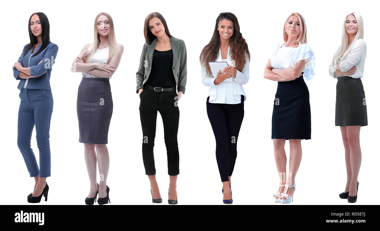Collection of full-length portraits of young business women Stock Photo ...