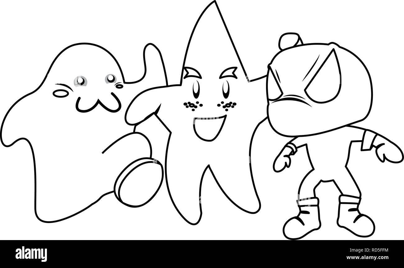 video game characters bad monster outline vector illustration Stock ...