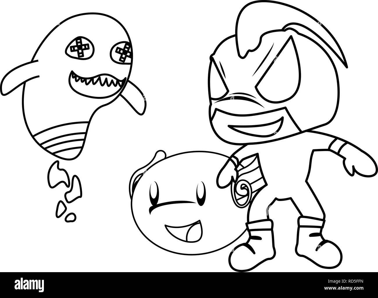 video game characters bad monster outline vector illustration Stock ...