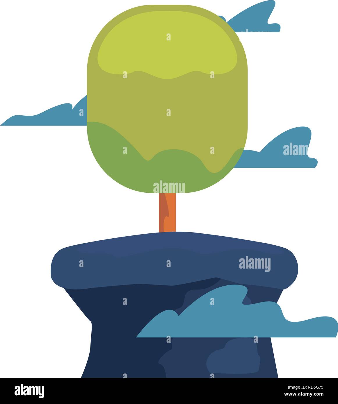 landscape tree clouds nature scenery vector illustration Stock Vector ...