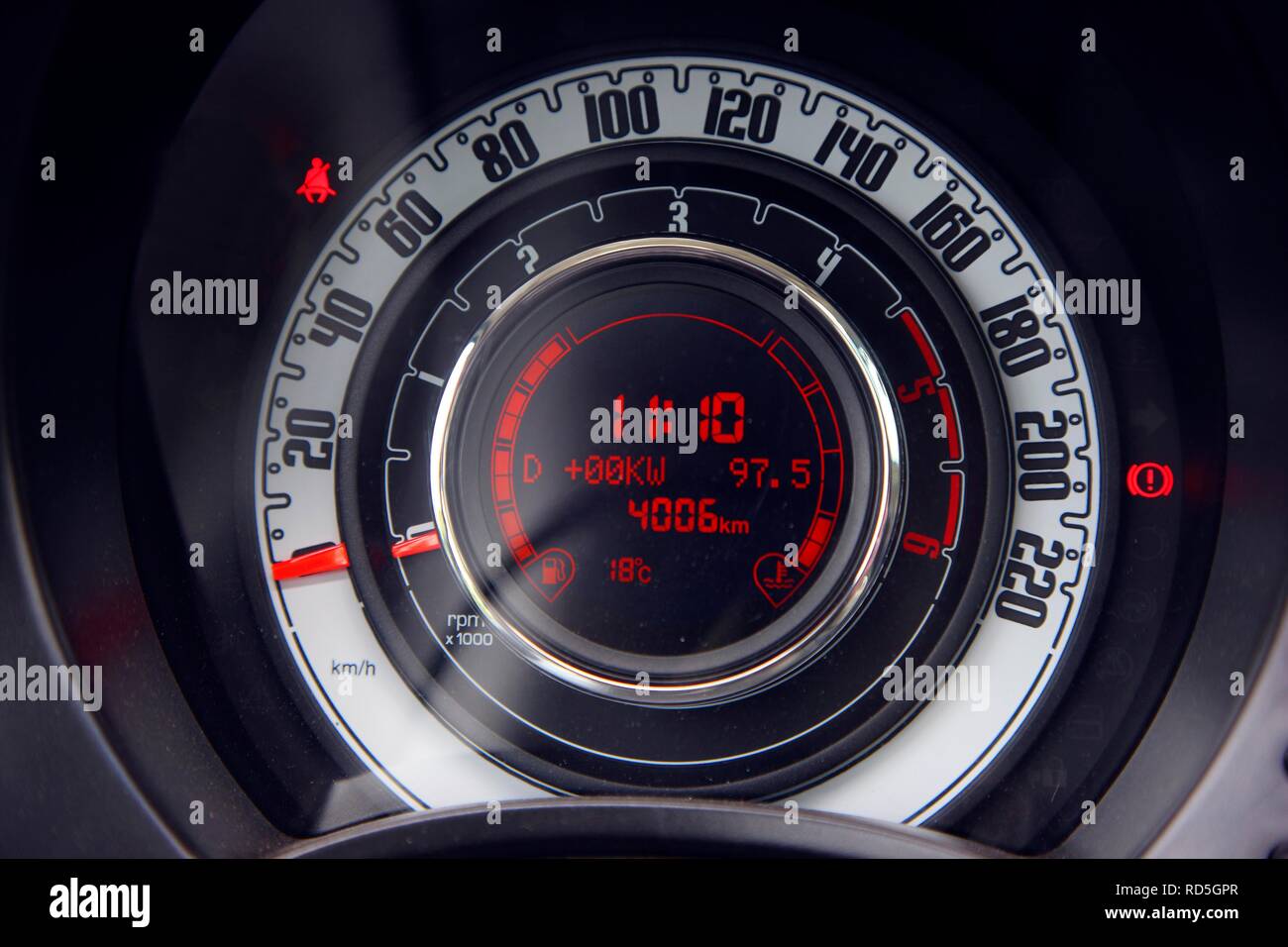 Speedometer, displaying speed, battery level, North Rhine-Westphalia ...