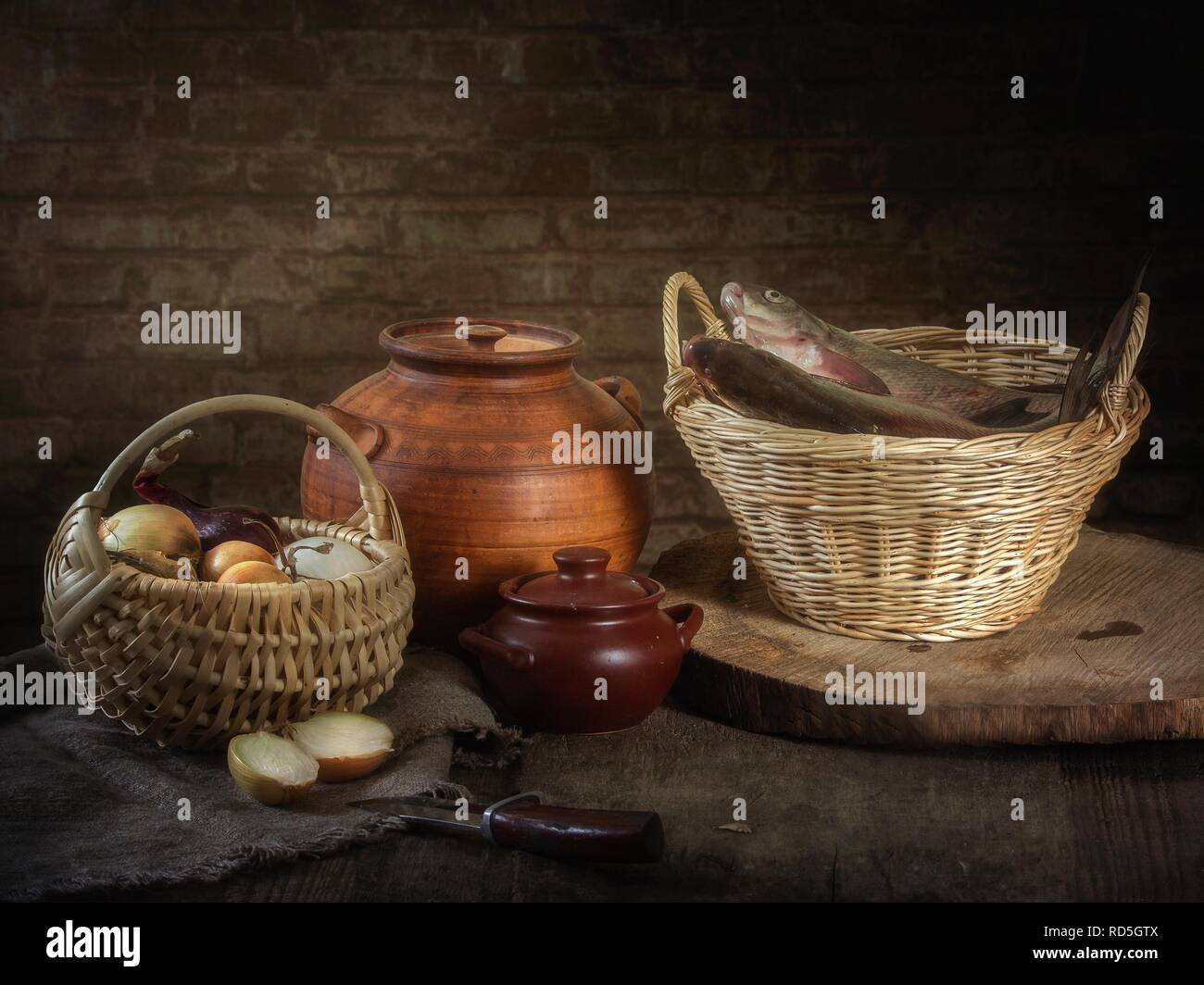 Still life with fish Stock Photo - Alamy