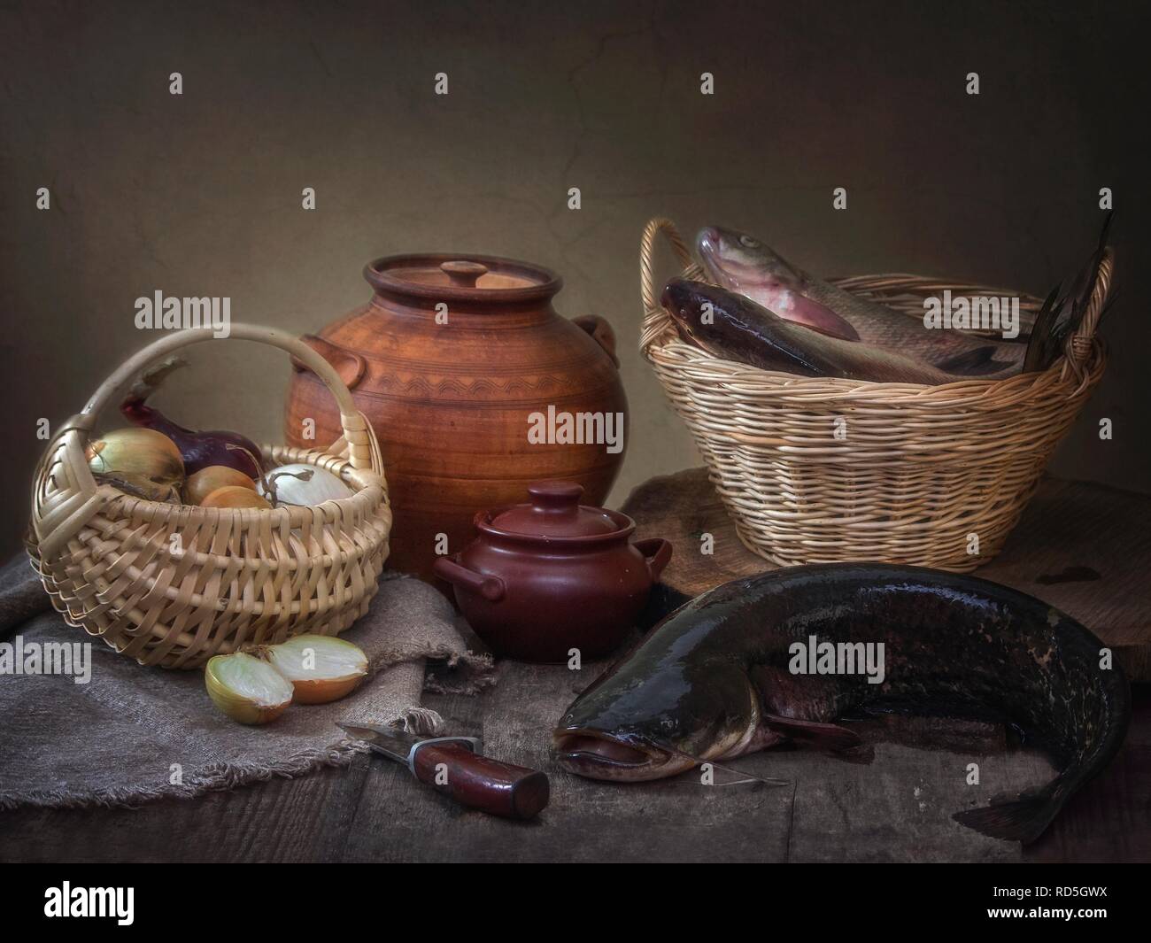 Still life with fish Stock Photo - Alamy