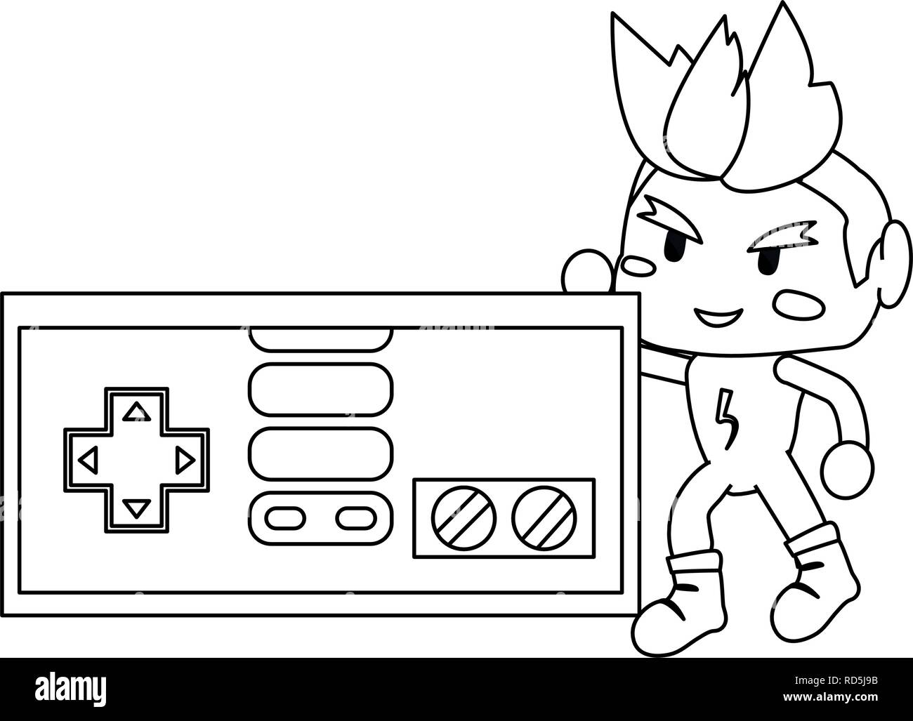 video games boy avatar and control vector illustration Stock Vector ...