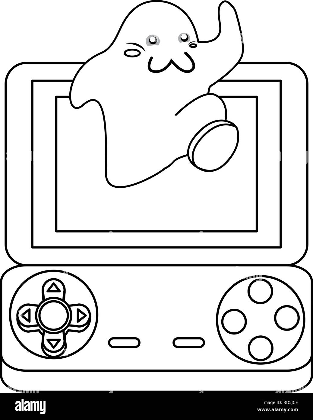 video game cute doll screen console vector illustration vector ...