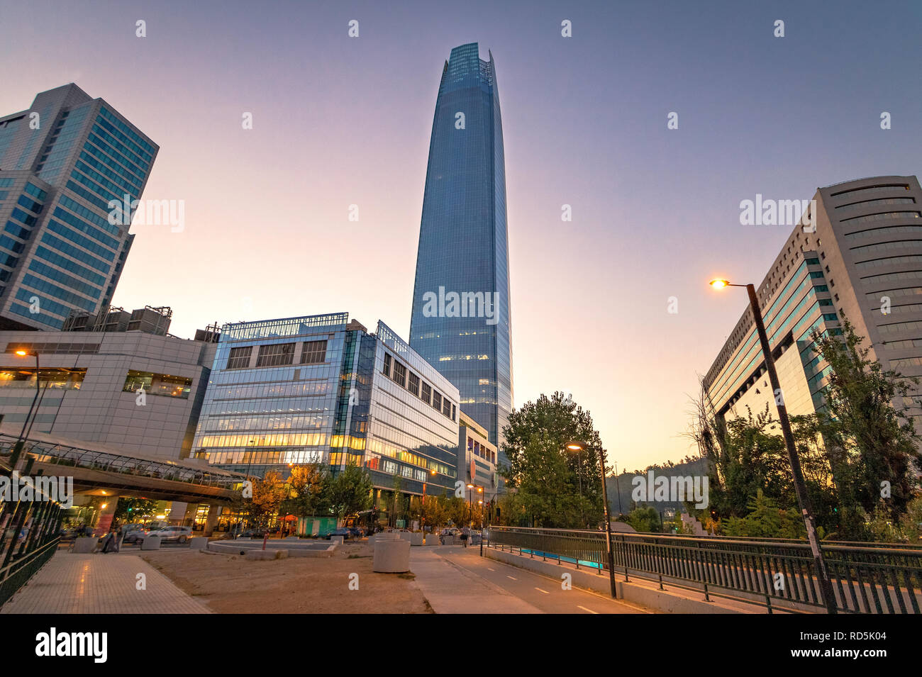 Costanera Center skyscraper at Sunset - Santiago, Chile Stock Photo - Alamy