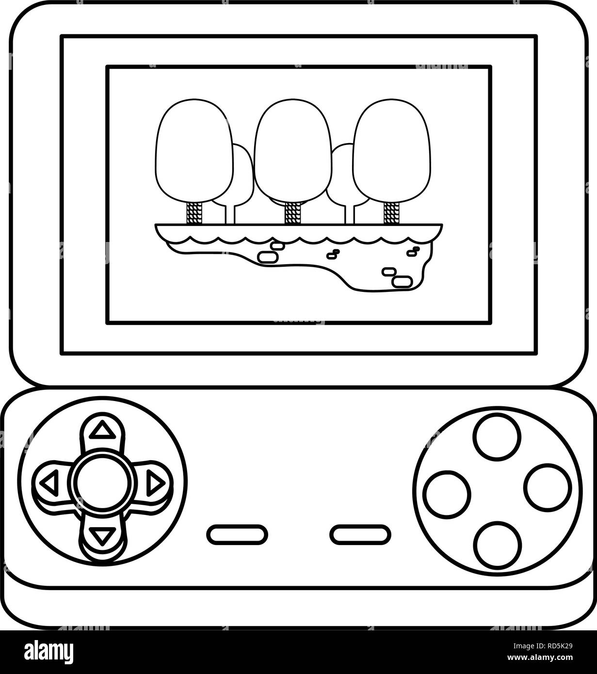 video game landscape trees on screen vector illustration Stock Vector ...