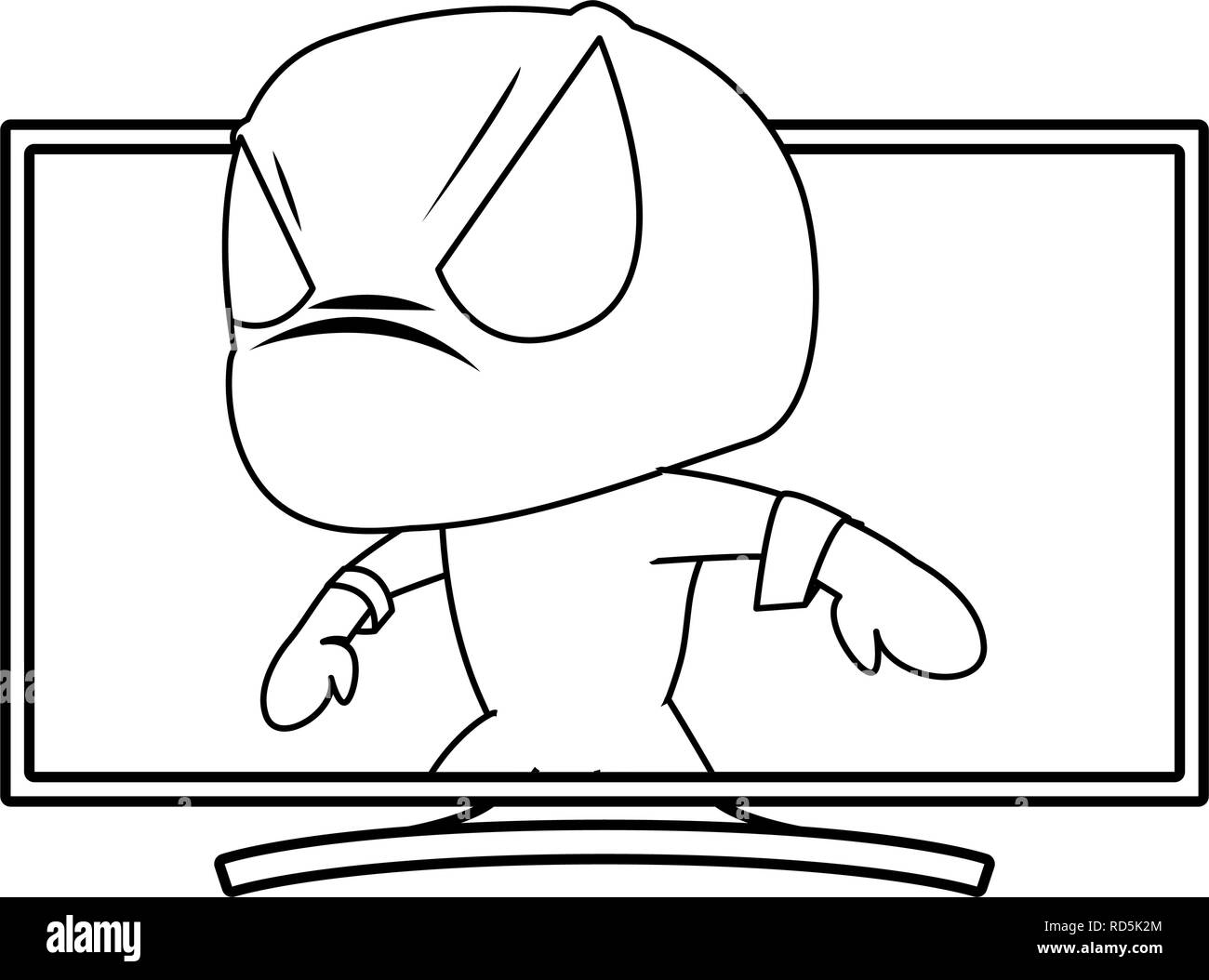 video game bad character on screen tv vector illustration Stock Vector ...