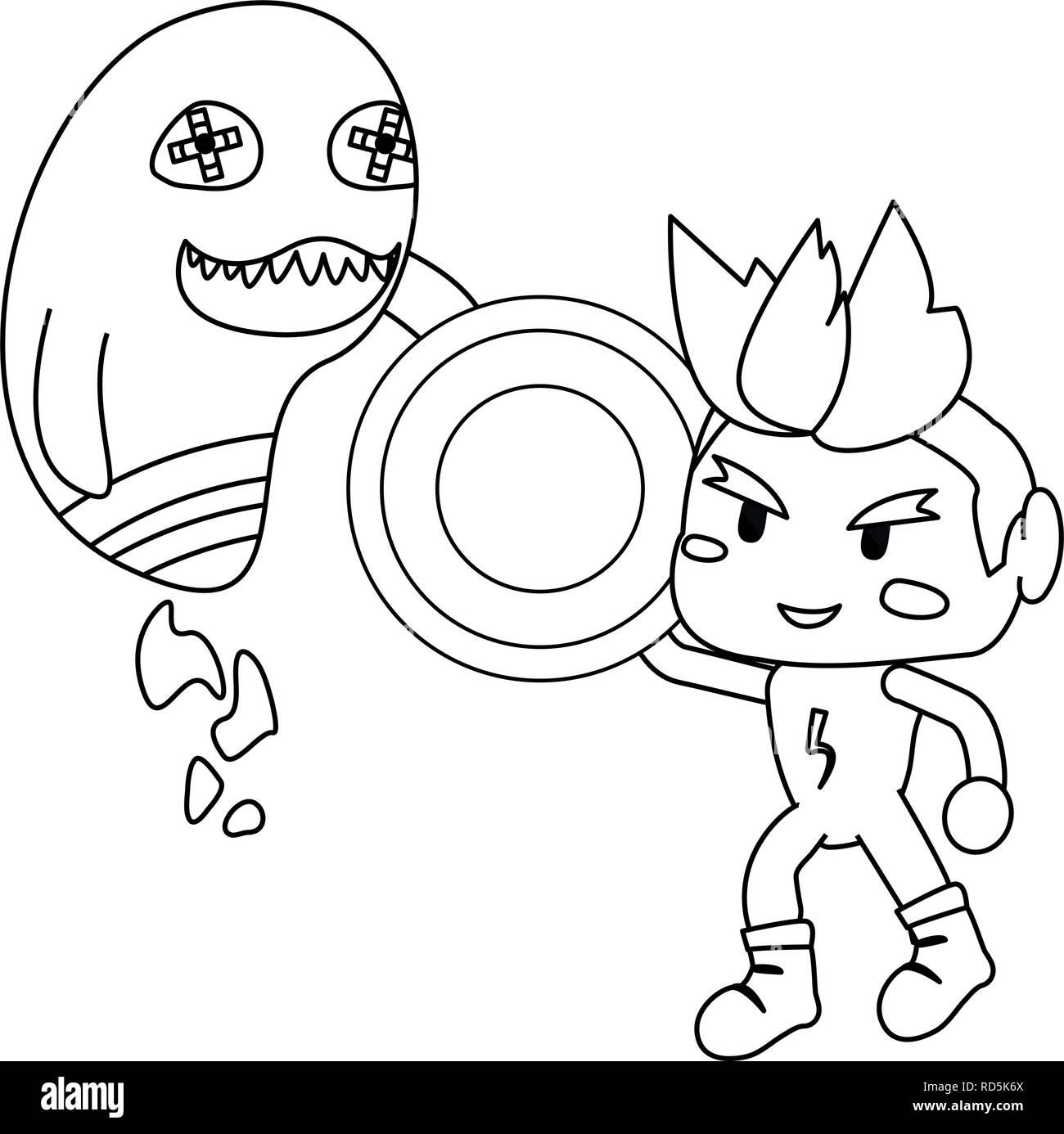 video game boy avatar and monster coin vector illustration Stock Vector ...