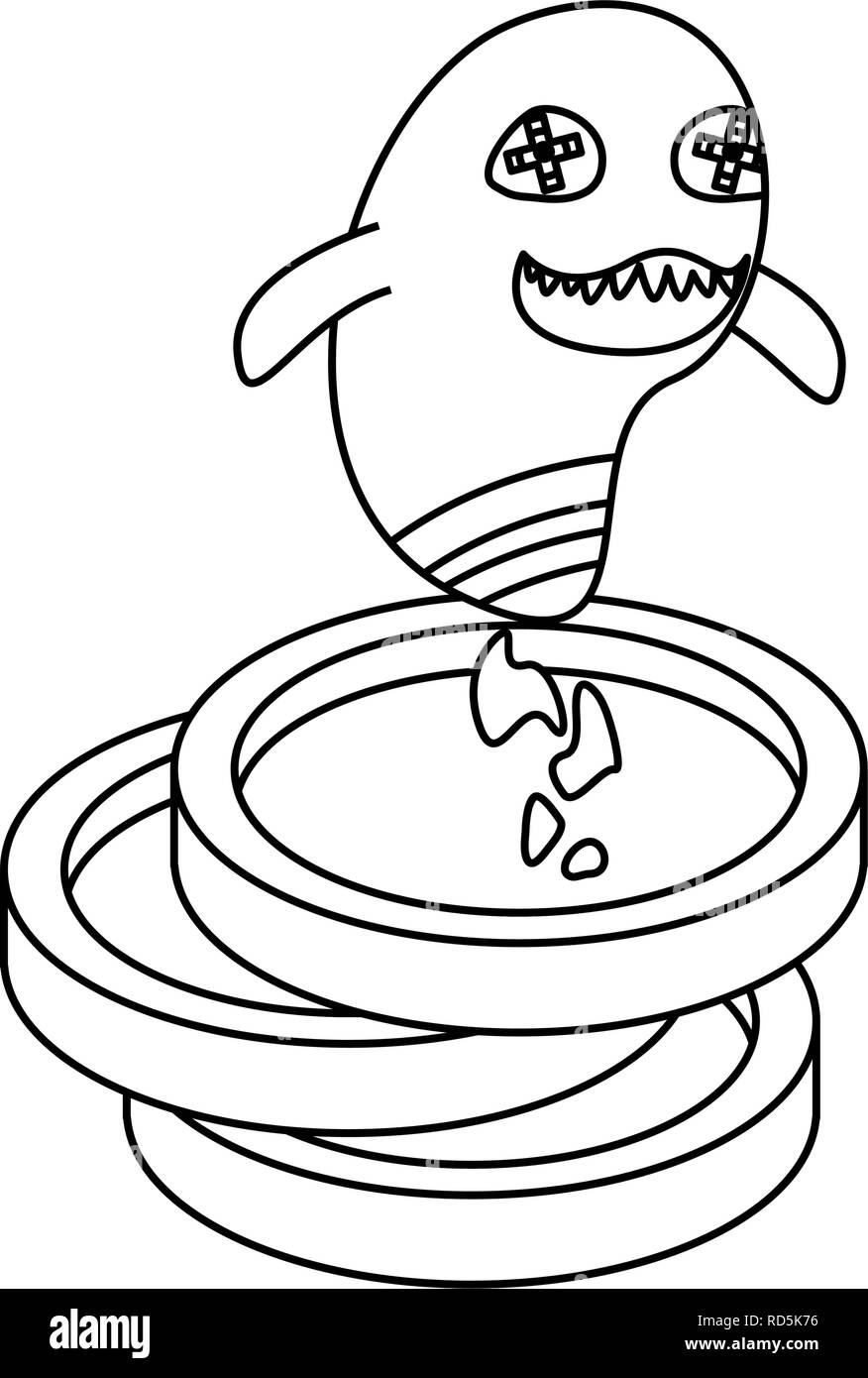 video game monster and stack coins vector illustration Stock Vector ...