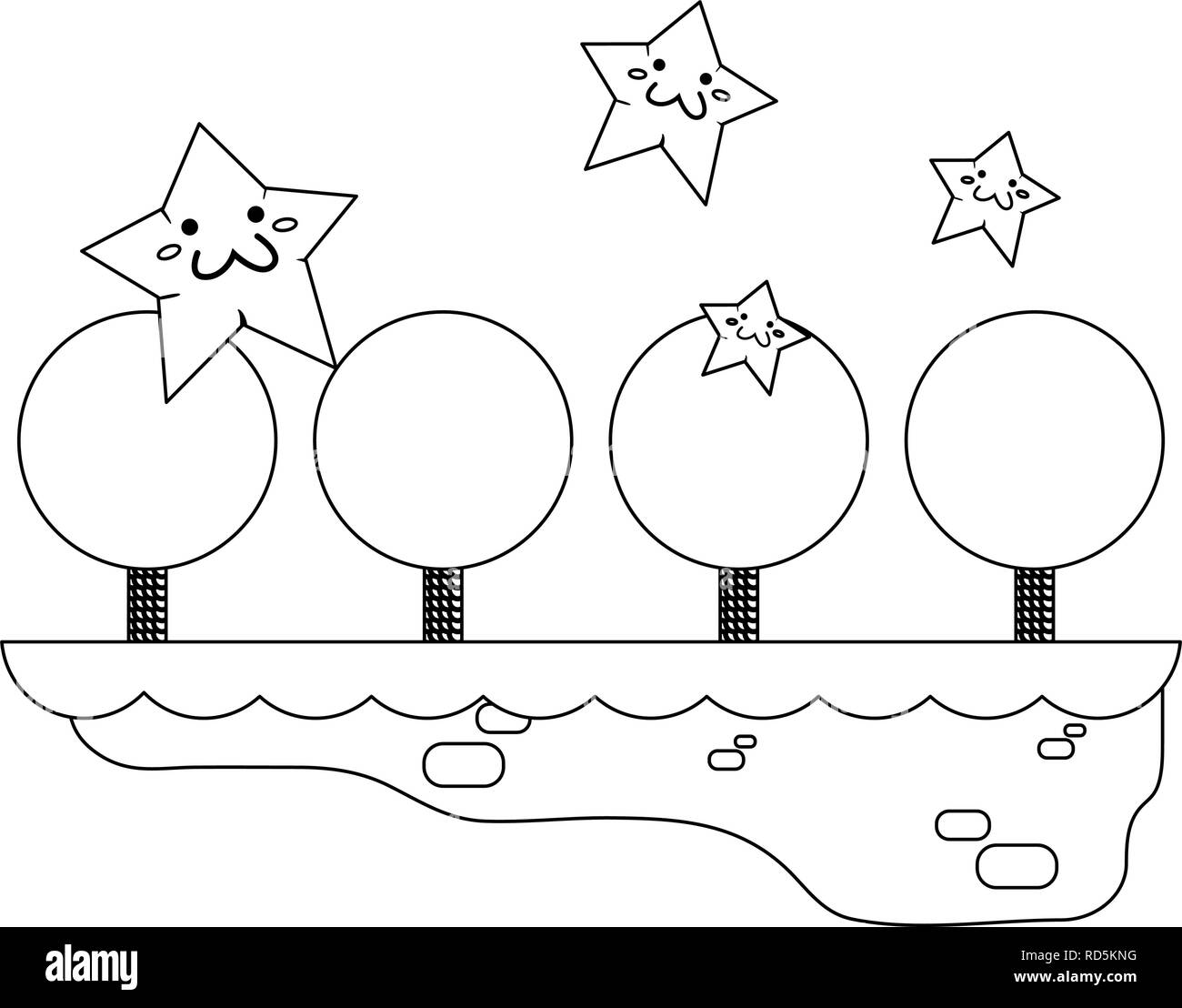 video game landscape scene with stars vector illustration Stock Vector ...