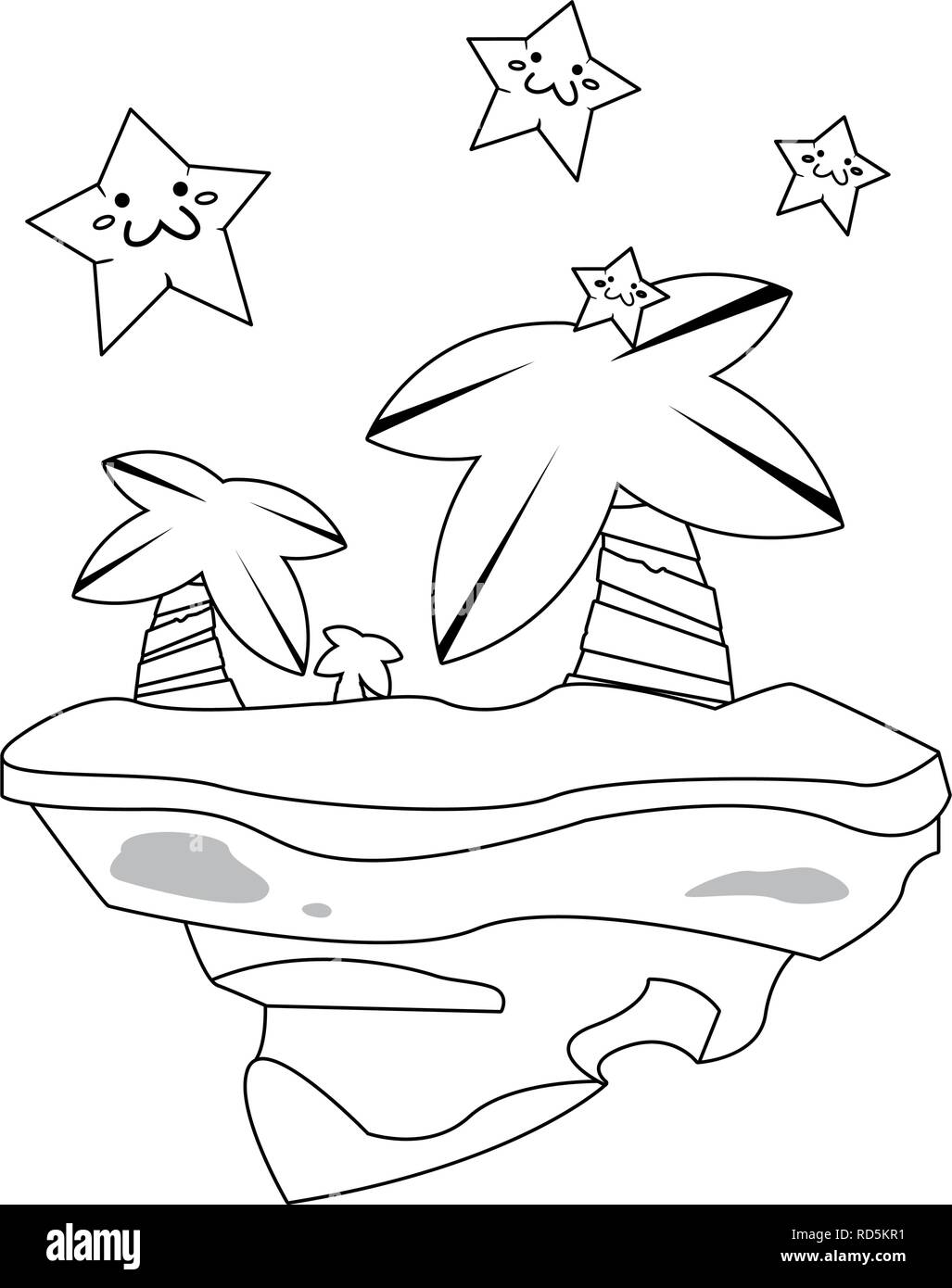 video game tropical palm trees and stars vector illustration Stock ...