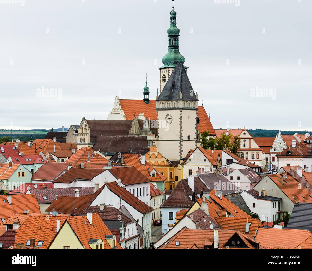Historical town center, view from Kotnov castle, Tabor, Czech Republic ...