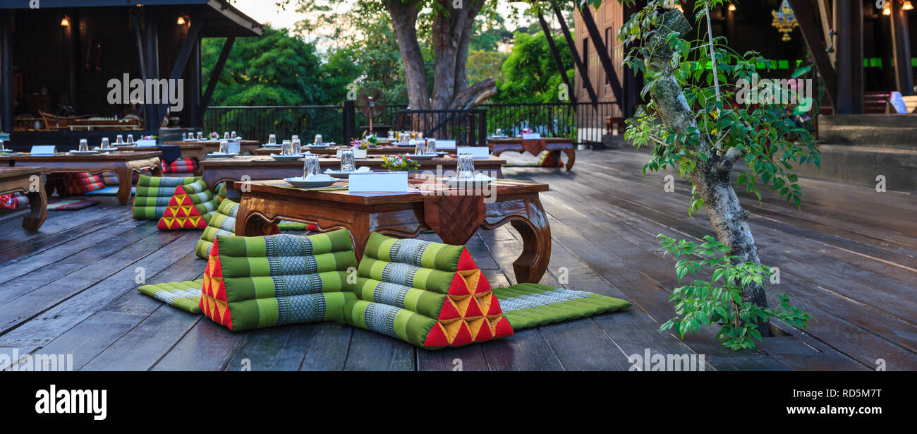 traditional Thai classic banquet reception tables, venue in hotel ...