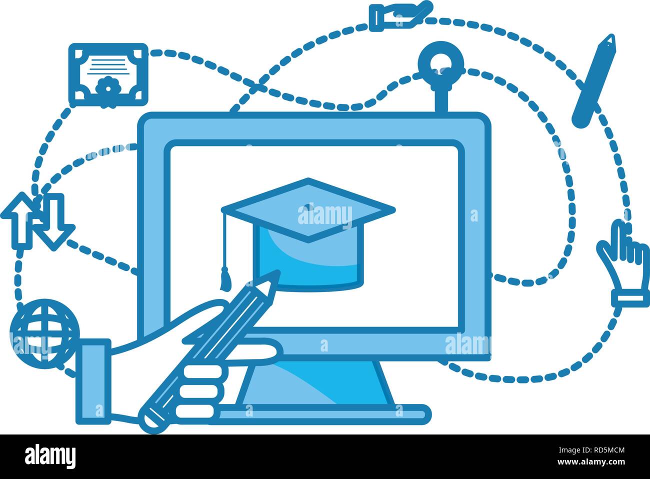computer with graduation cap Stock Vector Image & Art - Alamy