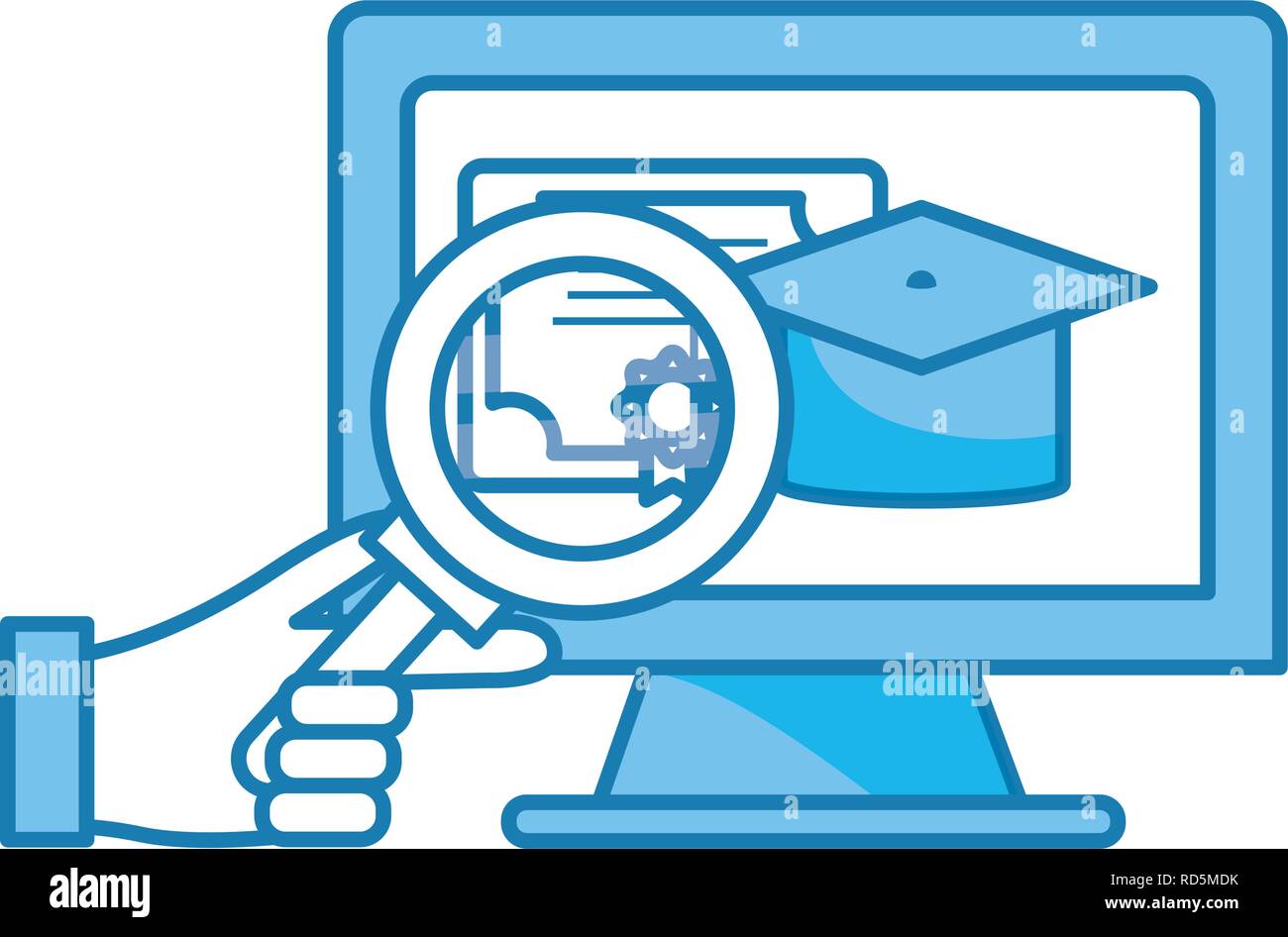 magnifying glass with computer Stock Vector Image & Art - Alamy
