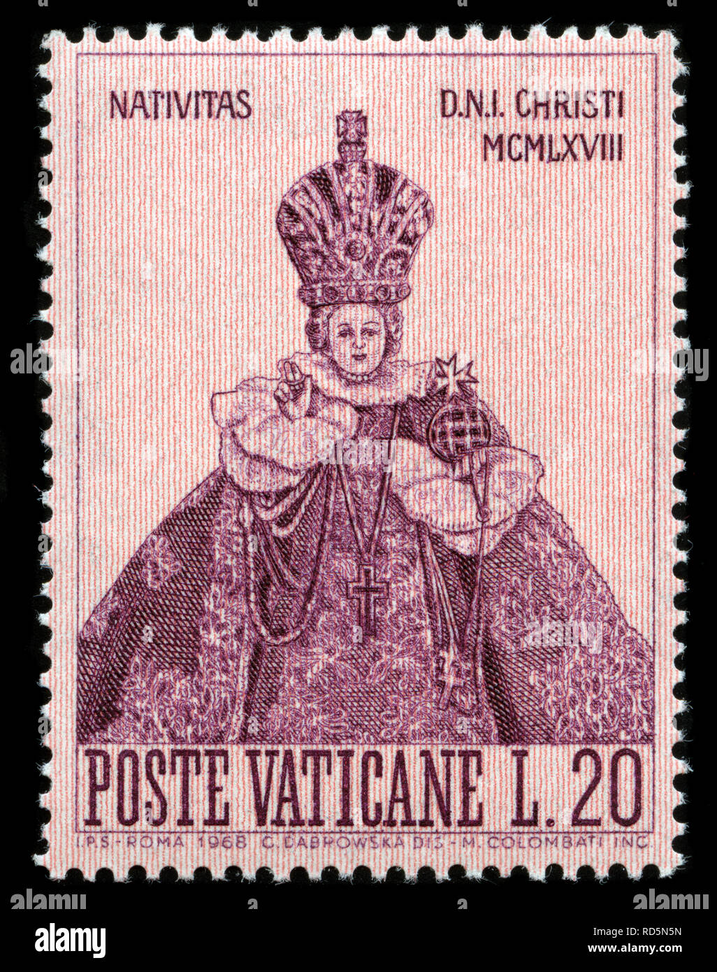 Postage stamp from Vatican City in the Christmas series issued in 1968 Stock Photo - Alamy