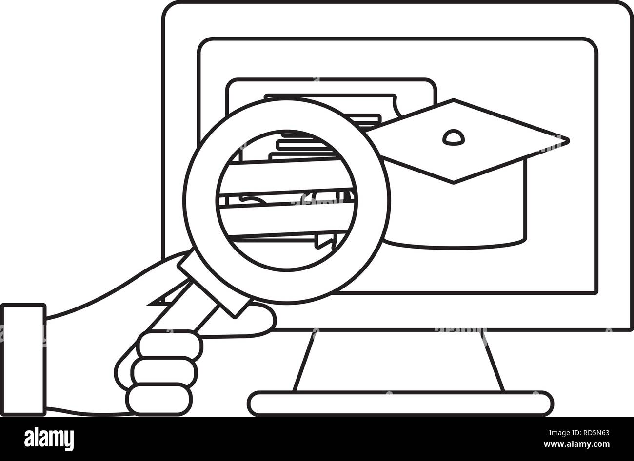 magnifying glass with computer Stock Vector Image & Art - Alamy