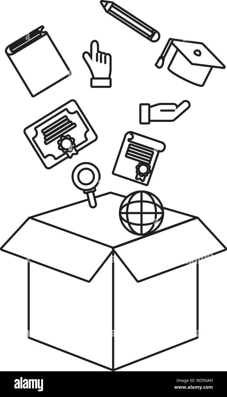 box with education items Stock Vector Image & Art - Alamy